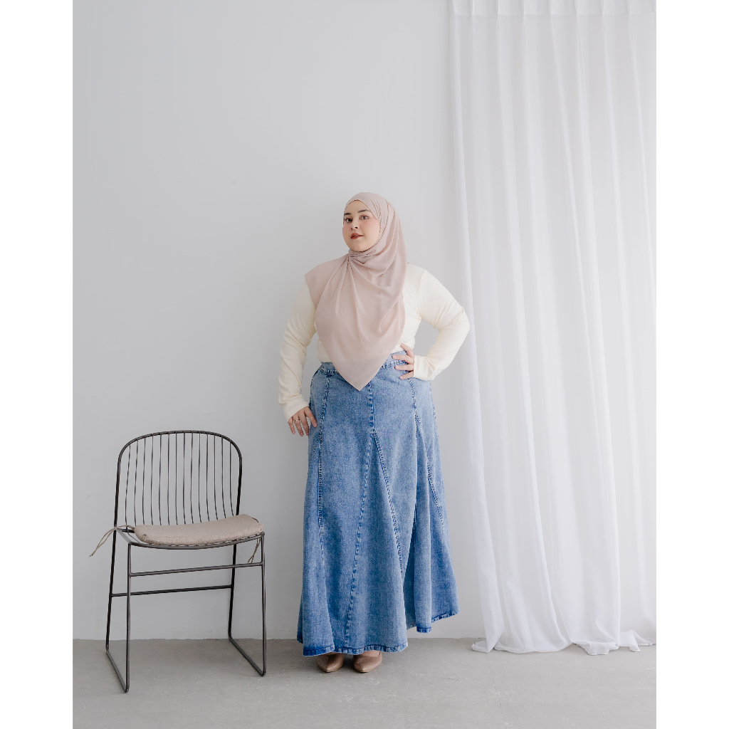 Jual MAISY SKIRT JEANS || ROK JEANS JUMBO || ROK JEANS BIGSIZE || ROK ...