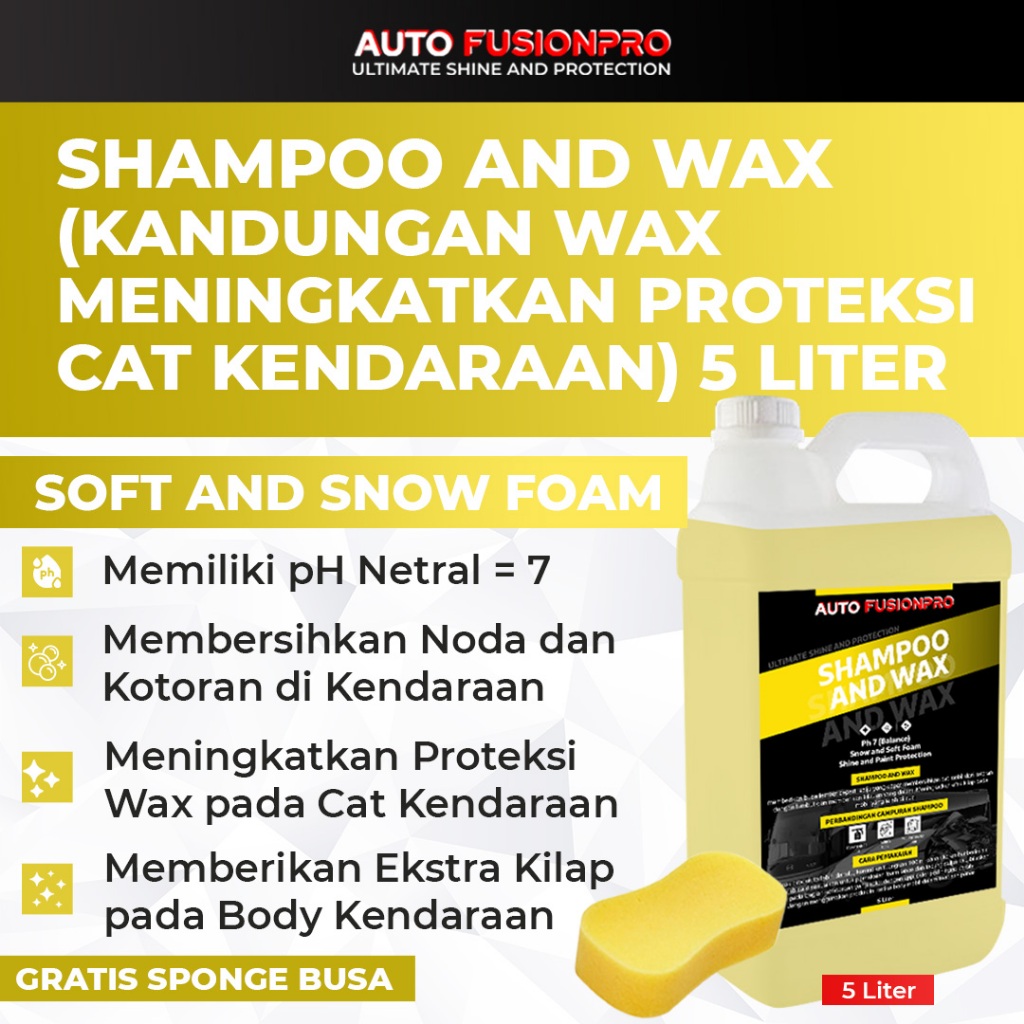 Jual [5 LITER] SHAMPOO AND WAX - Shampoo Sabun Cuci Kendaraan Bersih ...