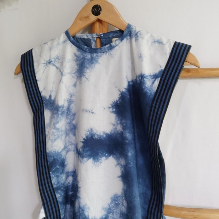 Jual Kaja Shibori - Outer Wanita Shibori kombinasi Lurik Marble Biru ...