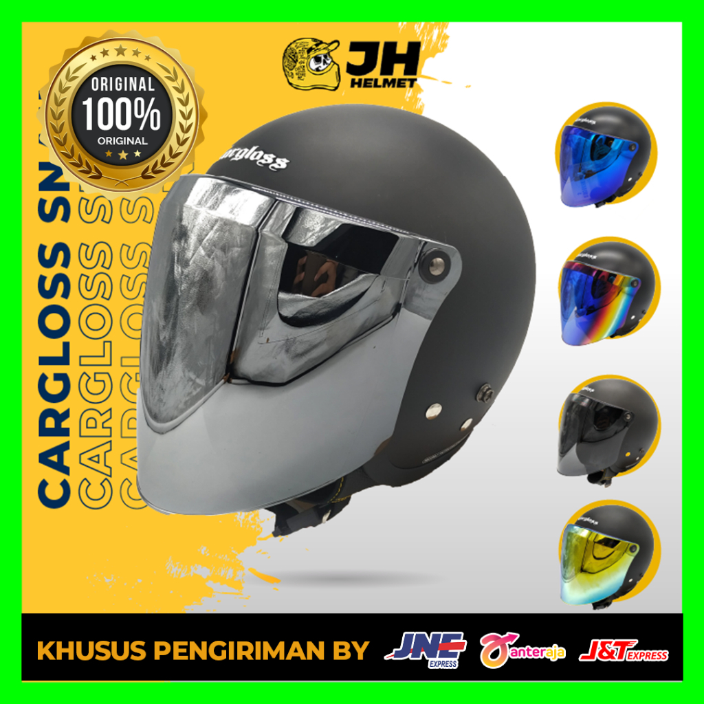 Jual Helm Cargloss Retro + Kaca Snail Flat F19A (Helm Carglos/Cargloss ...