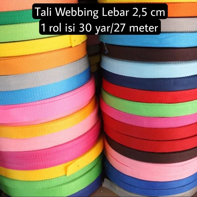 Jual Tali Webbing 2,5 cm Tali Bisban Warna 1 rol Webbing 2,5 cm | Shopee Indonesia