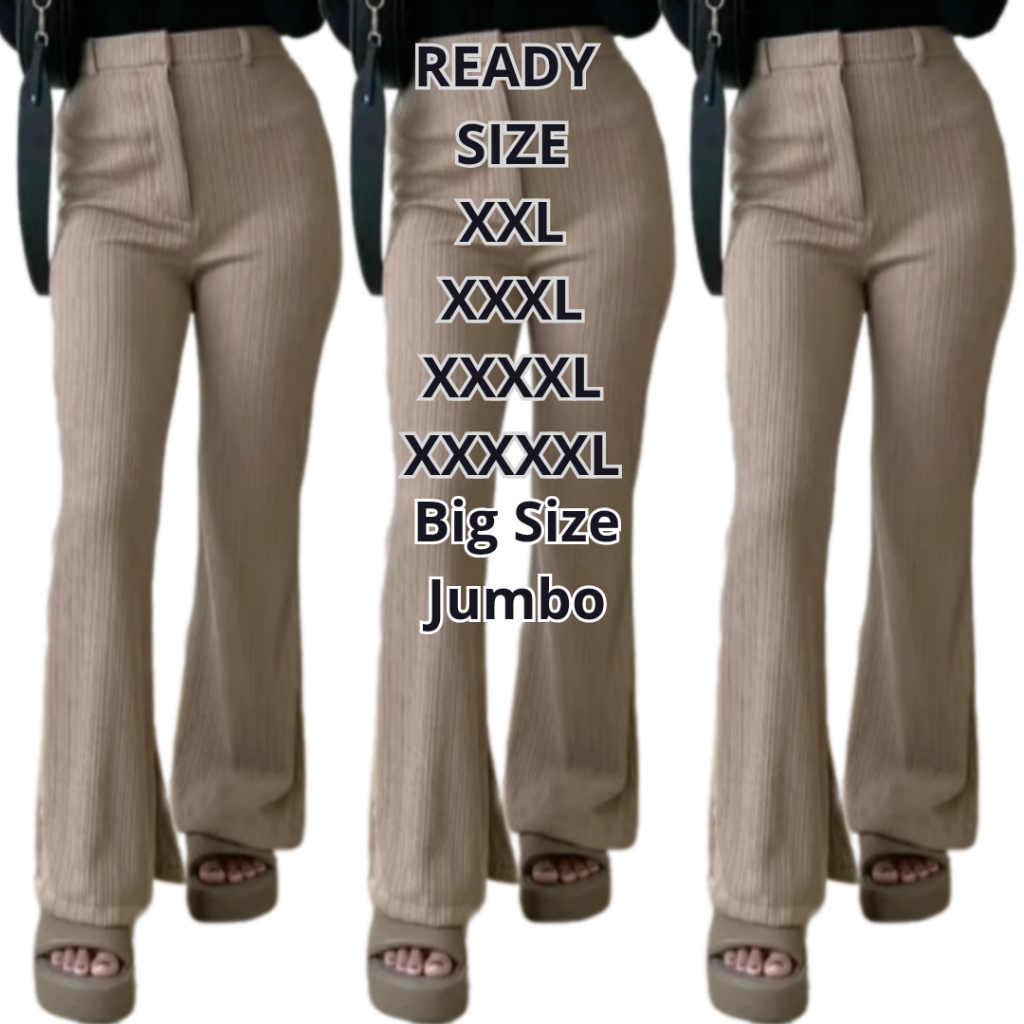 Jual Celana Panjang Wanita HW Cutbray Knit Pants Premium Jumbo Muat BB ...