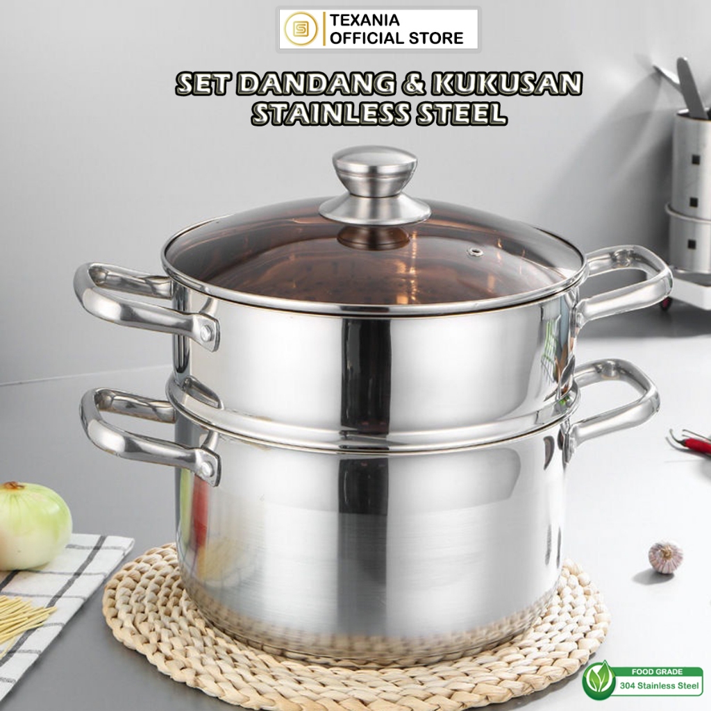 Jual TEXANIA Set Dandang dan Kukusan 2 Susun Full Stainless Steel ...