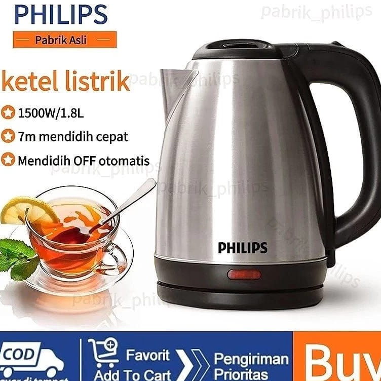 Jual KODE J89G Teko Listrik Philips Kettle Listrik 18 L 15 Watt Teko ...