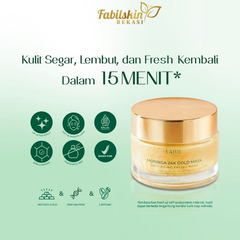 Jual MORINGA 24K GOLD MASK FABIL NATURAL MASKER EMAS BIKIN KULIT CERAH ...