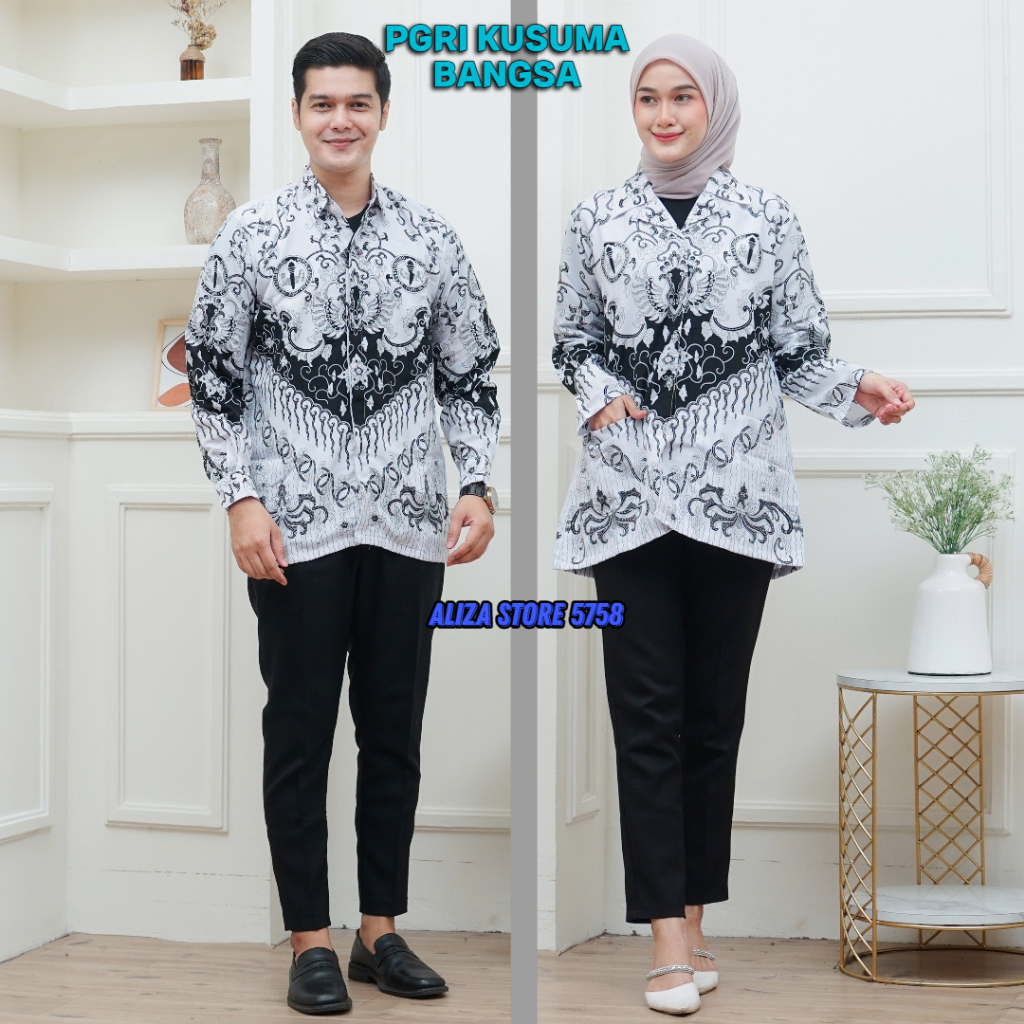 Jual Baju Guru Kemeja Pria PGRI Motif Kusuma Bangsa Ukuran S Sampai 5L | Shopee Indonesia