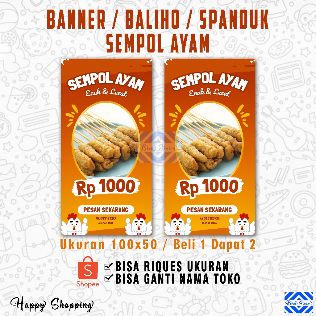 Jual Banner Spanduk SEMPOL AYAM Ukuran 50X100CM , BELI 1 DAPAT 2 ...