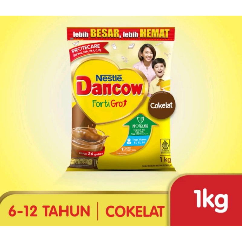 Jual EXP 2026 Dancow Fortigro Rasa Coklat 1 kg Susu Pertumbuhan Anak Usia 6-12 Tahun 1kg ...