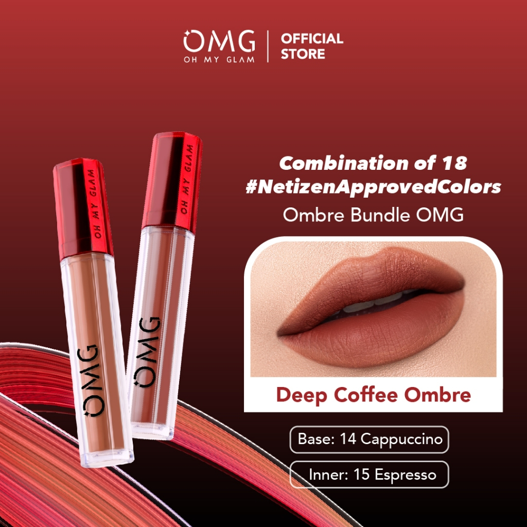 Jual [BEST SELLER] OMG OH MY GLAM Mattelast Lip Cream Deep Coffee Ombre ...