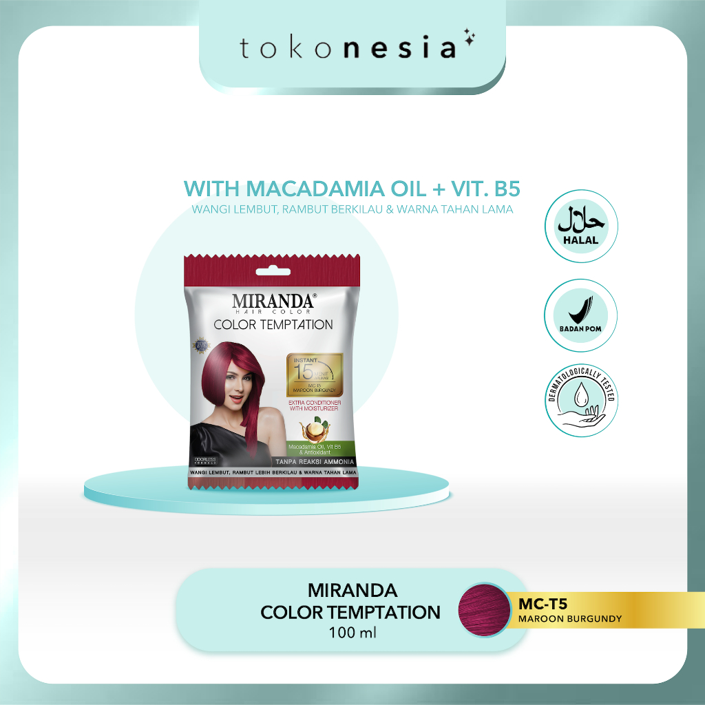 Jual Miranda Hair Color Temptation MCT5 Maroon Burgundy 20ml (Cat ...