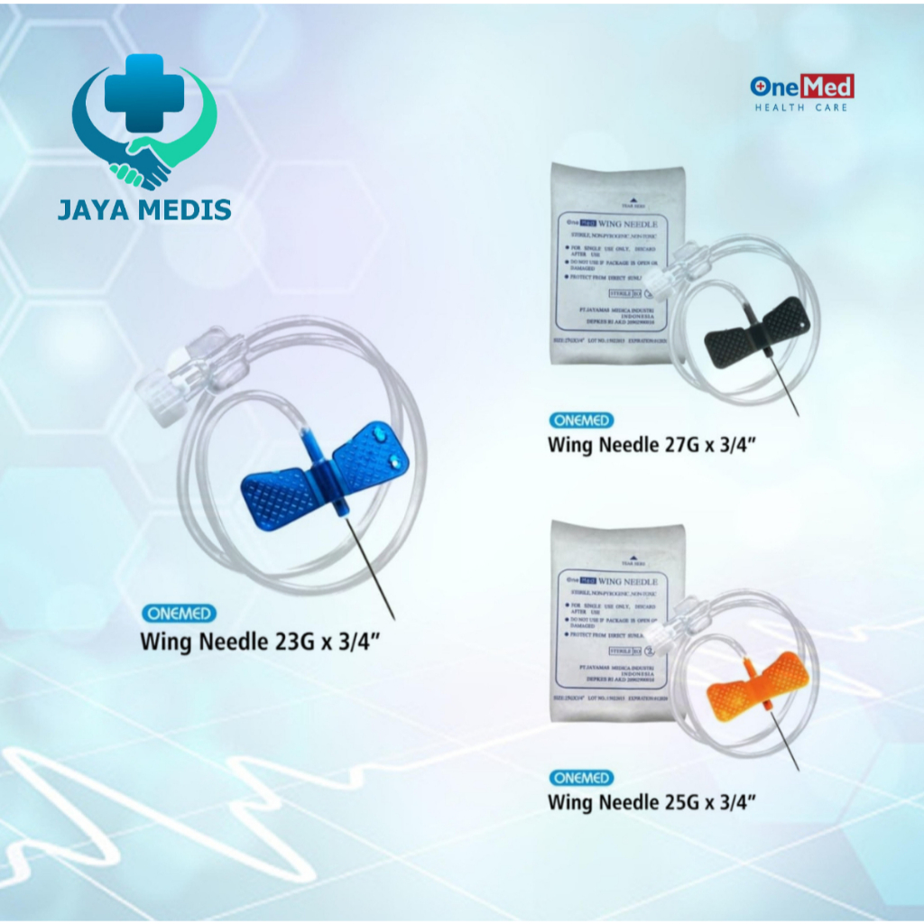 Jual Wing Needle ONEMED Scalp Vein 27G,25G,23G SATUAN | Shopee Indonesia