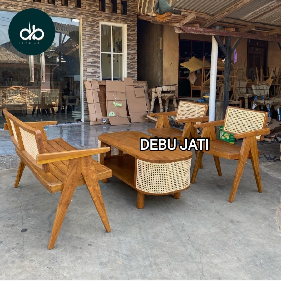 Jual meja tamu set meja cafe set meja tamu rotan | Shopee Indonesia