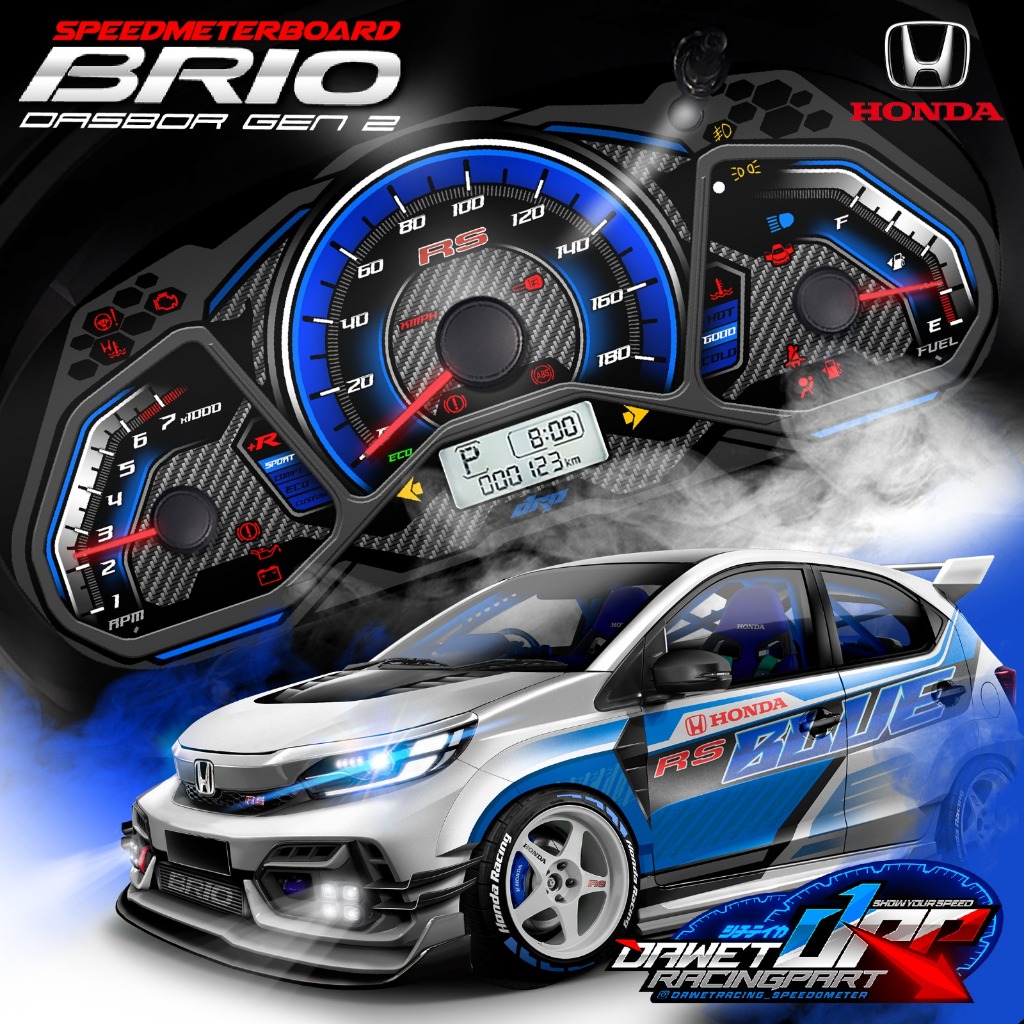 Jual SPEEDOMETER BRIO / BRIO RS / MOBILIO -- 3D CARBON model RS BLUE ...