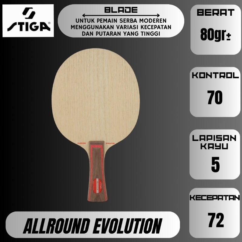 Jual STIGA Allround Evolution - Kayu Blade Pingpong Original ITTF JTTAA | Shopee Indonesia
