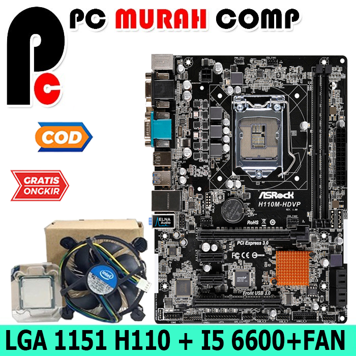 Jual Motherboard Intel LGA 1151 H110 DDR4 M ATX Plus Processor i5 GEN6 ...