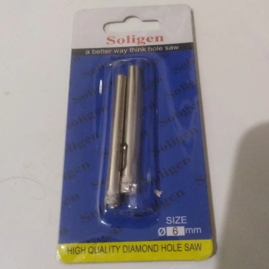 Jual SOLIGEN mata bor kaca keramik granit 6 mm diamond hole saw 6mm ...