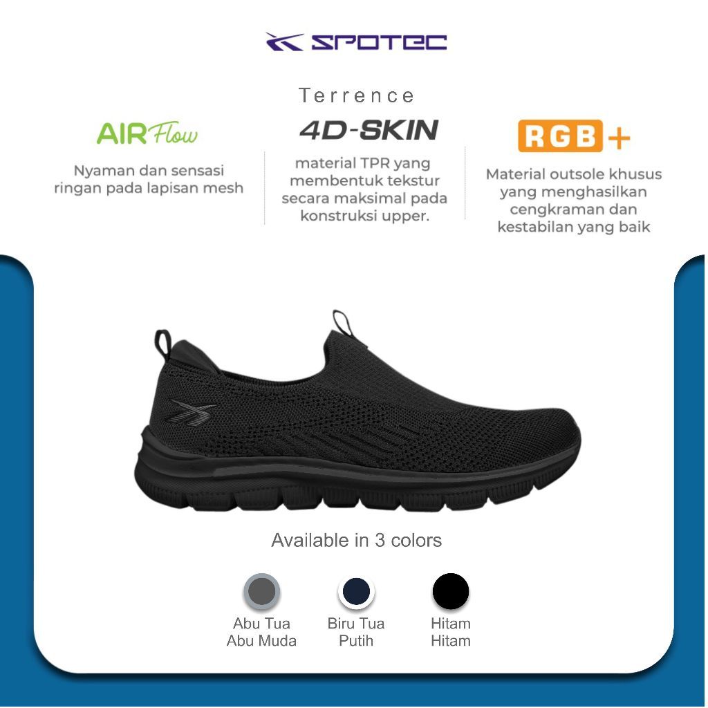 Jual SPOTEC Sepatu WALKING Artikel TERRENCE - Hitam/Hitam | Original ...