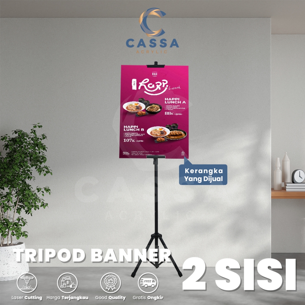 Jual Tripod Banner Stand 2 Sisi Display - Tiang Poster Iklan Restaurant ...