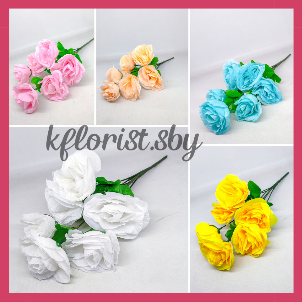 Jual Bunga Mawar Cabang 6 artificial rose jepang//mawar murah/Dekorasi ...