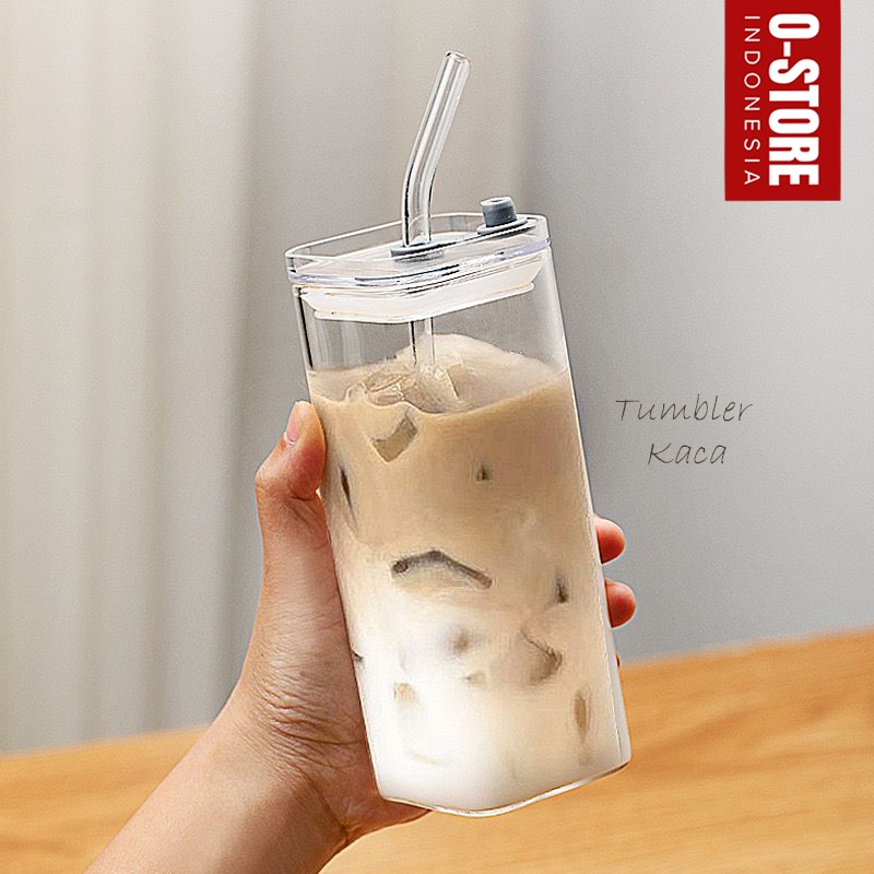Jual Gelas Tumbler Kaca Sedotan Mug Lucu Bening Gelas Estetik Tumbler ...
