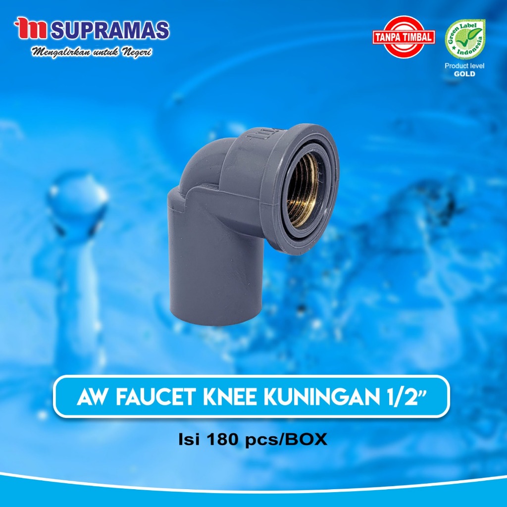 Jual KDD / Knee Drat Dalam Kuningan PVC / Faucet Elbow Brass 1/2" AW | Shopee Indonesia