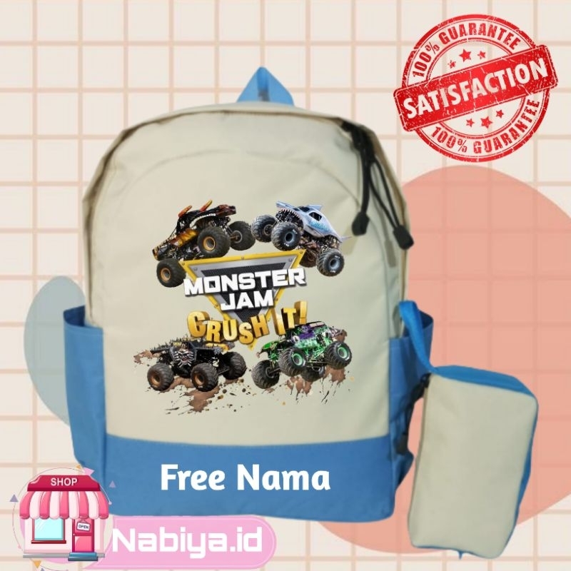 Jual TAS RANSEL ANAK MONSTER JAM TRUCK BACKPACK ANAK SEKOLAH TK,SD ...