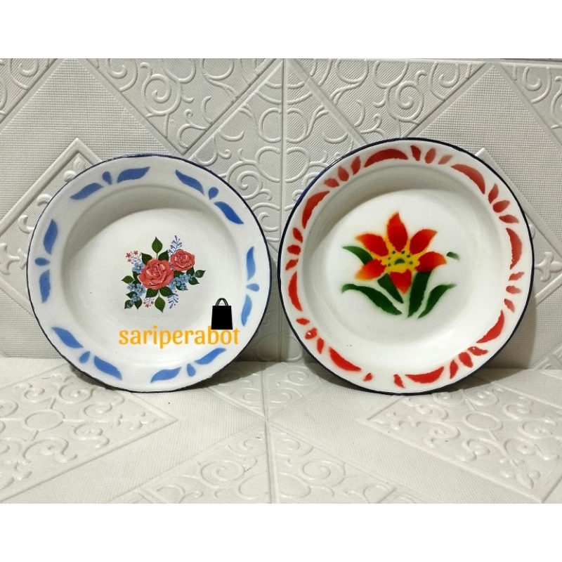 Jual Piring Enamel Motif Bunga / Piring Seng / Piring Jadul | Shopee ...