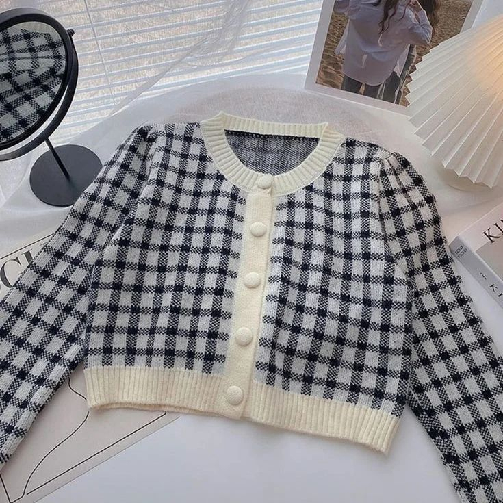 Jual Pojok_Fashion Knit Sweater Rajut Komputer Snow Crop Cardigan Crop ...