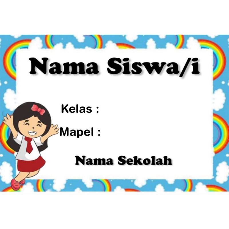 Jual (ISI 50) STIKER LABEL BUKU SEKOLAH MOTIF ANAK SD WARNA BIRU ...