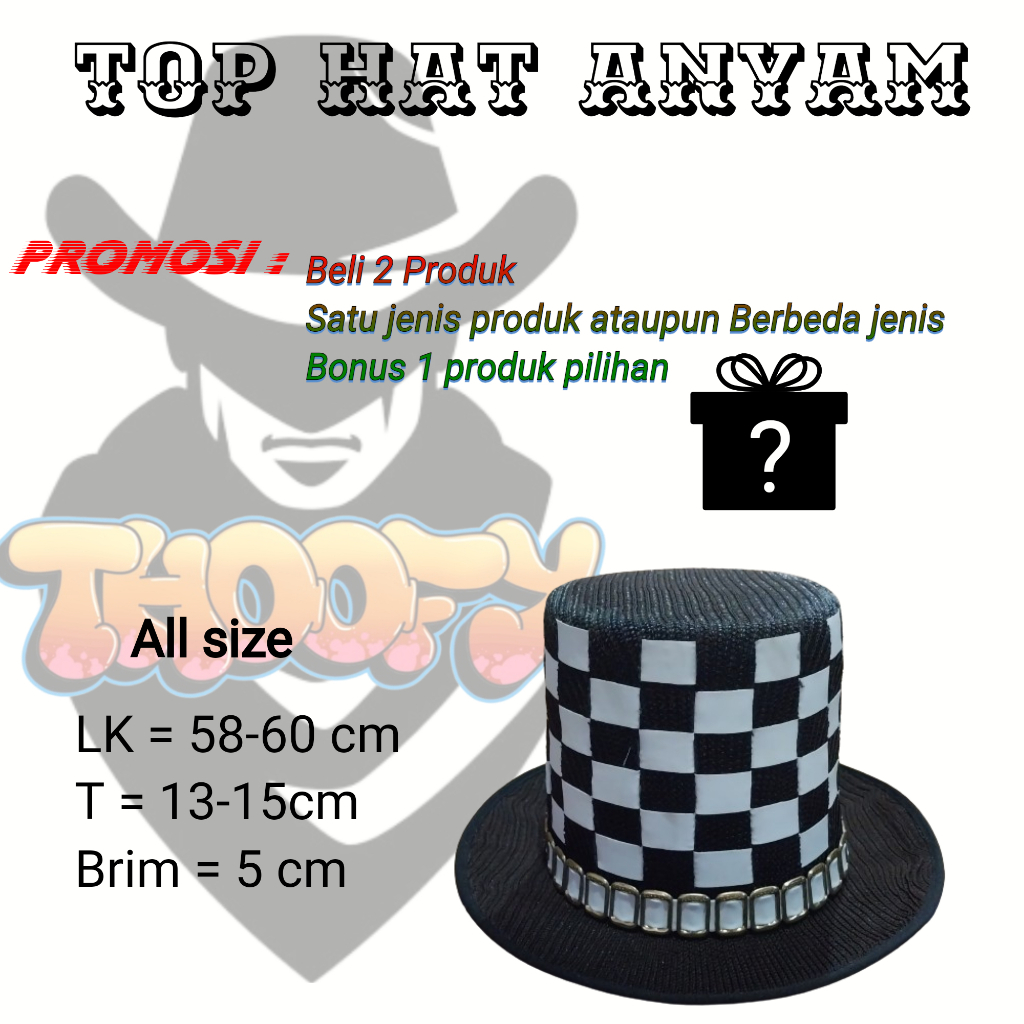 Jual Topi Steampunk anyam // topi slash / top hat //topi sulap//topi ...