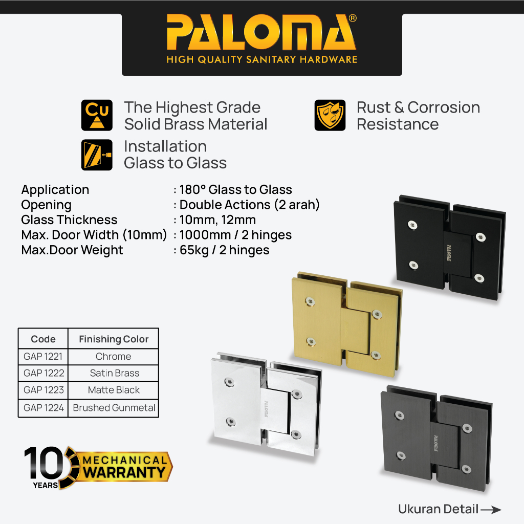 Jual PALOMA Engsel Shower Hinge Pintu Kaca Kamar Mandi Jepit Penjepit ...