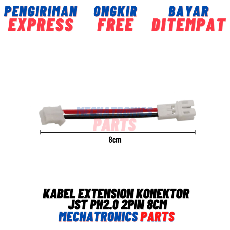 Jual Kabel Extension Konektor JST PH2.0 2Pin 8cm Ekstension Connector Socket PH 2.0mm PH2 2P 2 ...