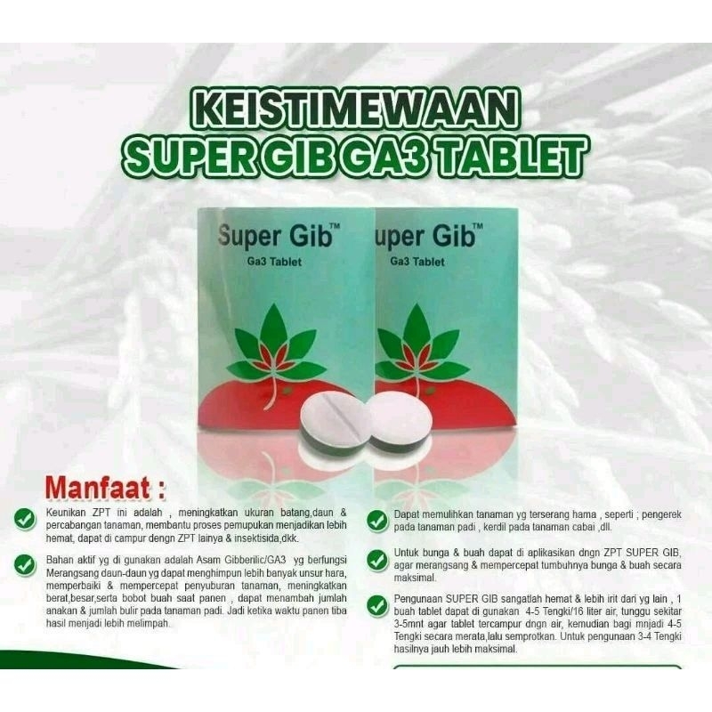 Jual 1 Kotak isi 10 Pcs Super Gib Ga3 Tablet Original Giberlin Acid ...