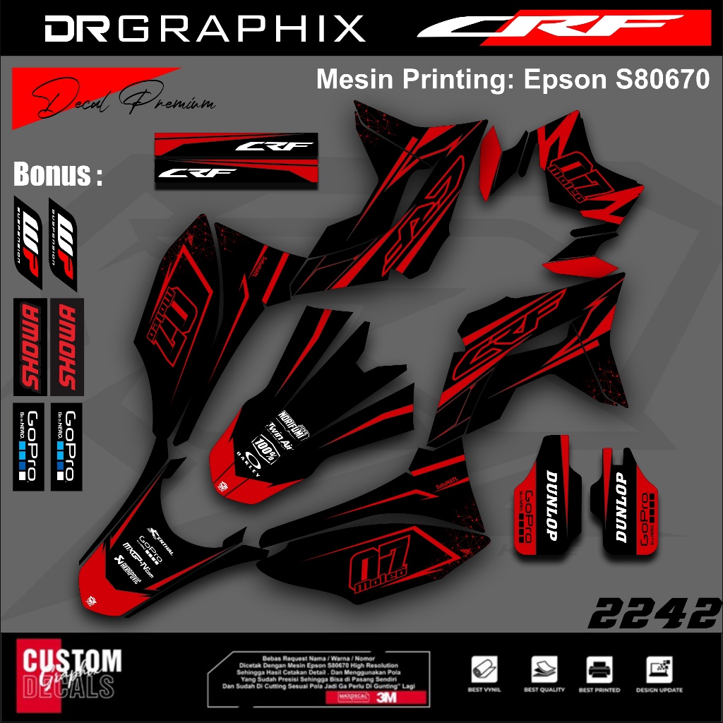 Jual sticker decals fullbody honda crf tema garis Lis Merah simpel bebas custom | Shopee Indonesia