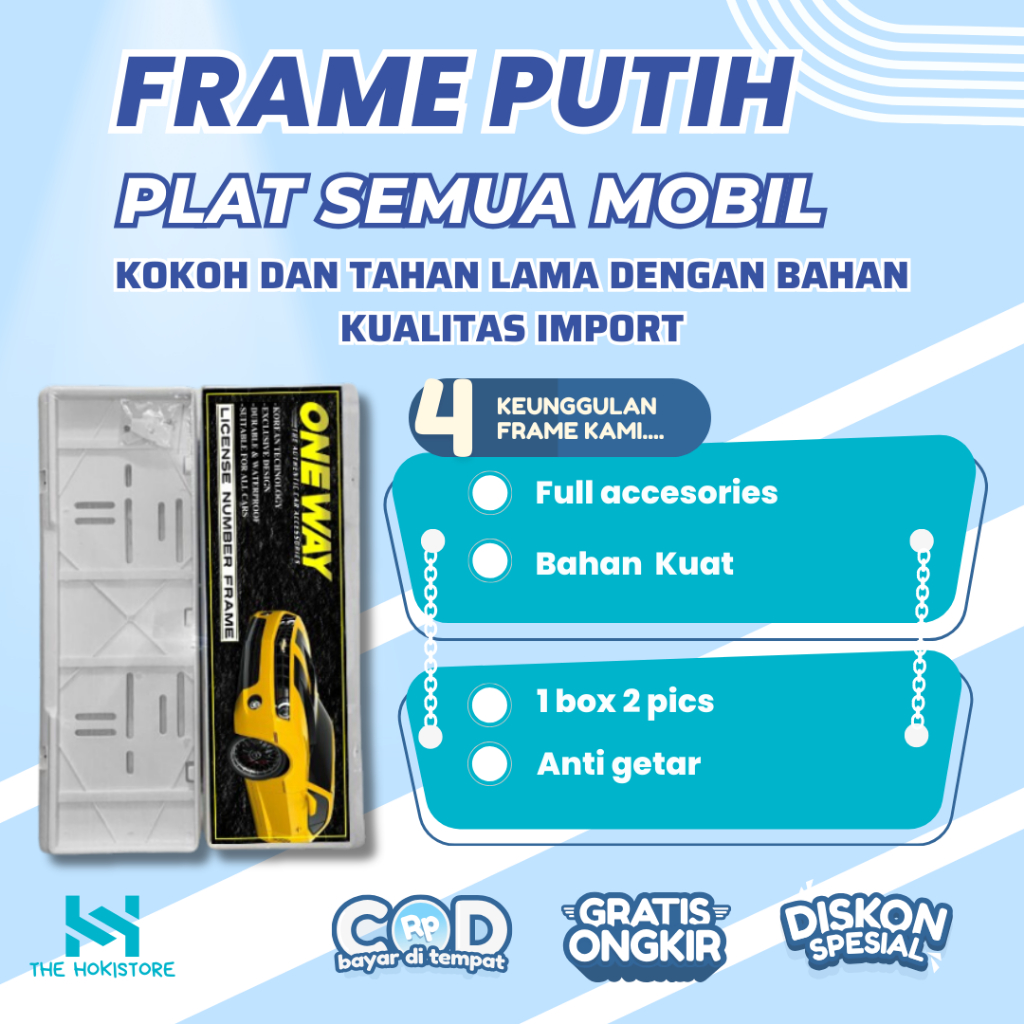 Jual FRAME PUTIH PLAT SEMUA MOBIL Penyangga plat mobil car licensed ...