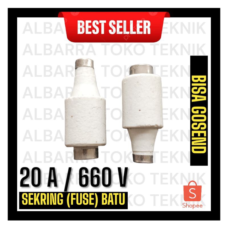 Jual SEKRING BATU DAYA 20 A (Ampere) Tegangan 660 Volt / FUSE BATU 20A ...