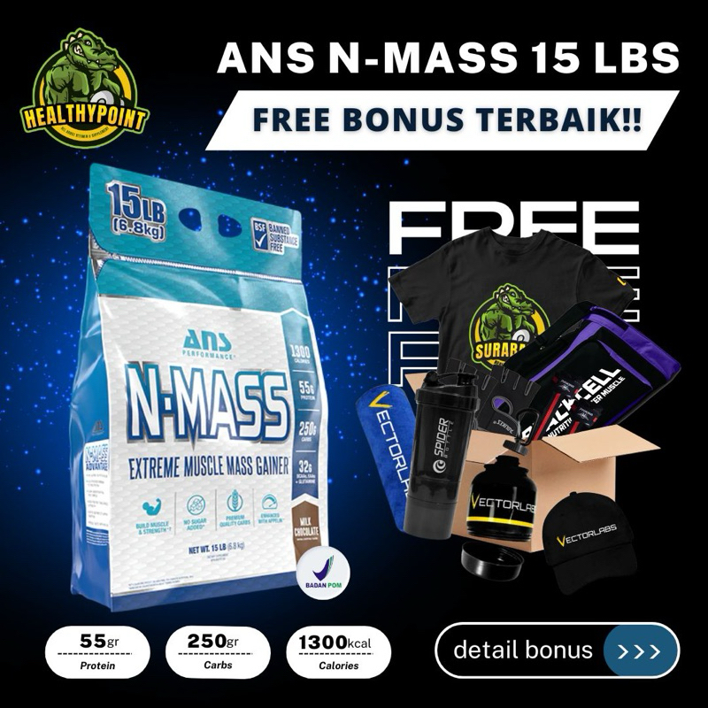 Jual ANS N Mass 15 Lbs N-MASS Nmass Weight Gainer 15lbs | Shopee Indonesia