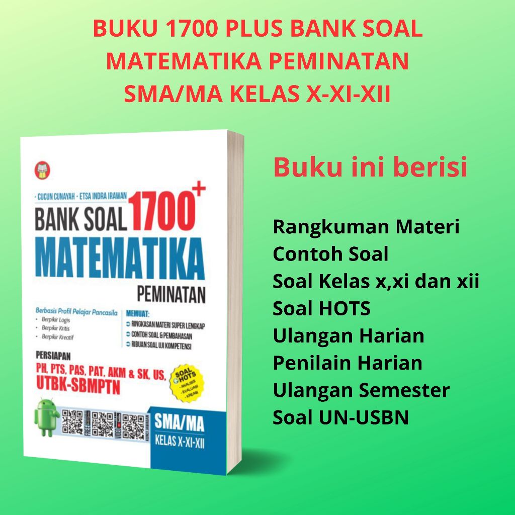 Jual BUKU BANK SOAL 1700 PLUS MATEMATIKA PEMINATAN SMA/MA KELAS X-XI ...