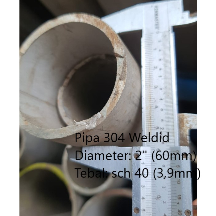 Jual Pipa ss 304 weldid 2" x (60mm) sch 40 (3,9mm) x 1 meter = 456.000 ...