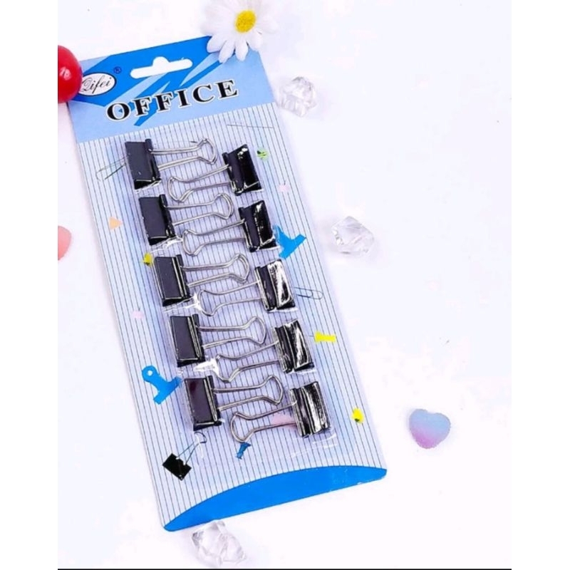 Jual CLIP HITAM ISI 10PCS /KLIP KERTAS BESI/PAPER CLIP / BLINDER CLIP ...