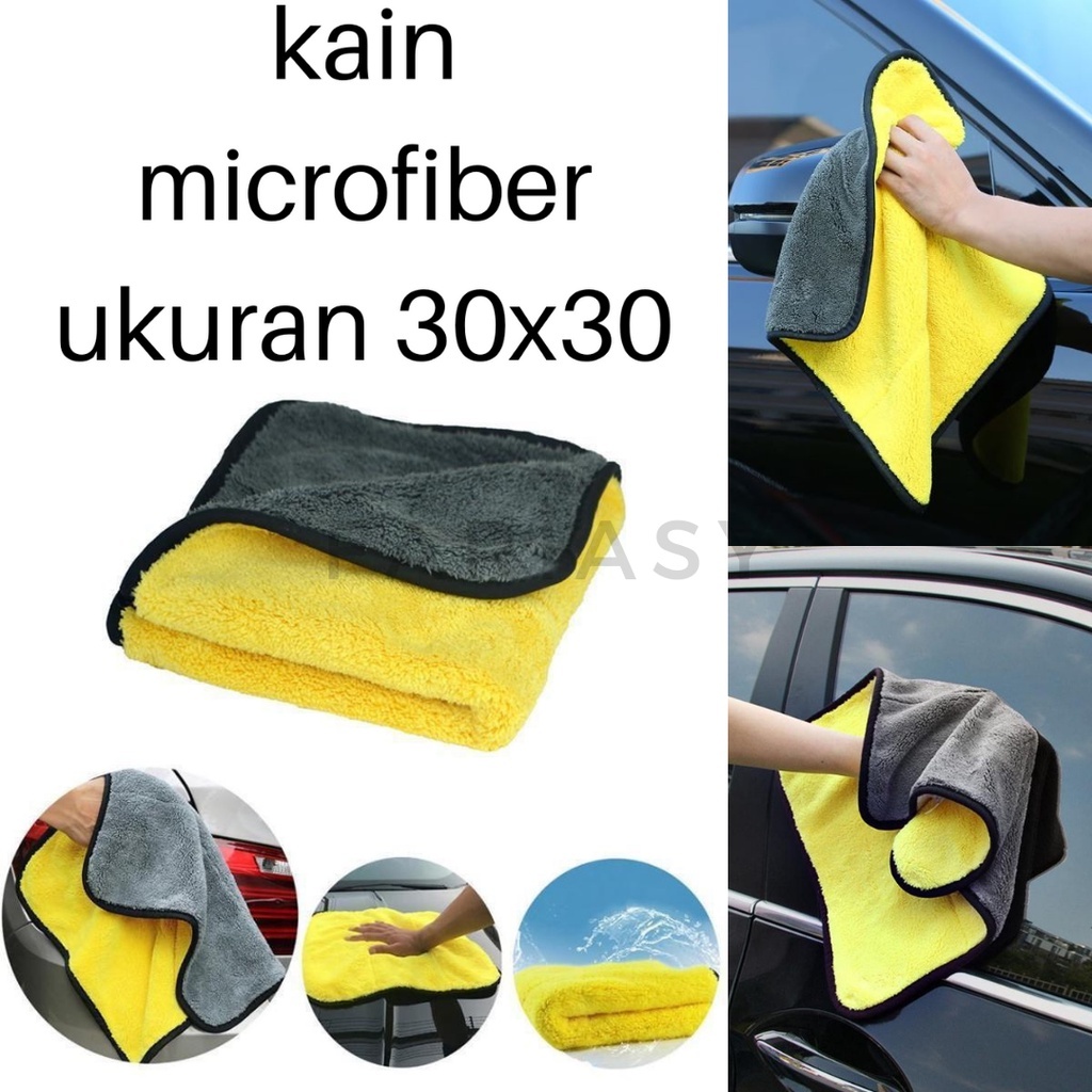 Jual Lap Microfiber Kain Detailing Microfiber 2 Sisi 30 x 30 cm tebal ...