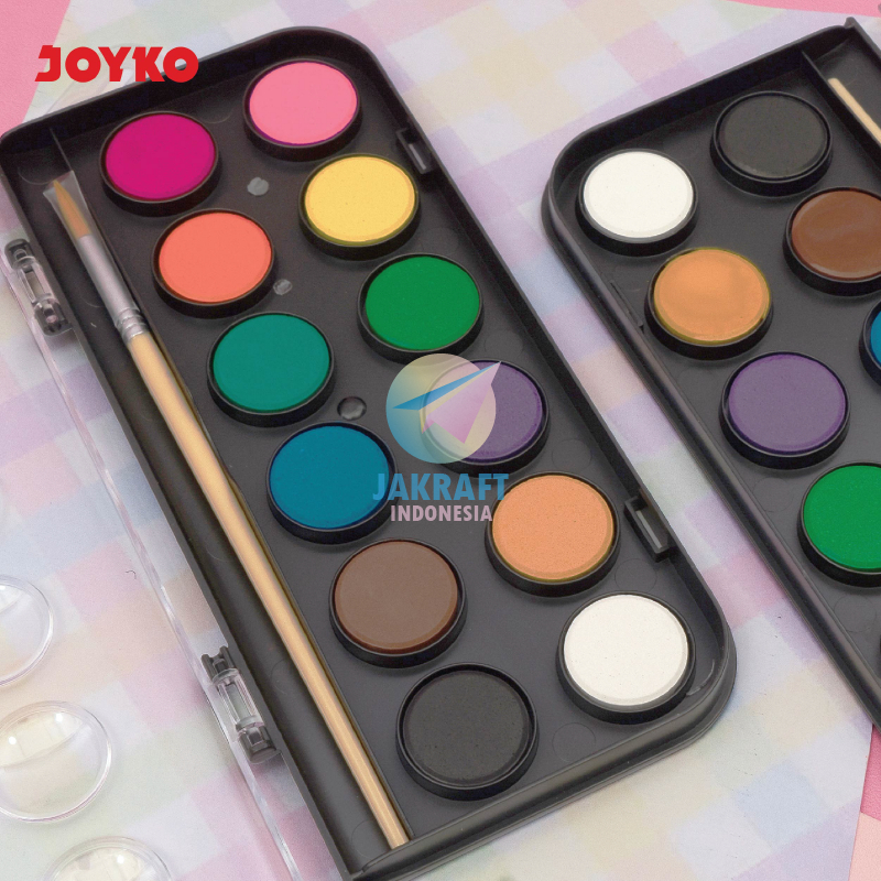 Jual (1 Set) Cat Air Watercolor Cake 12 Warna JOYKO WC-3-12 + Bonus ...