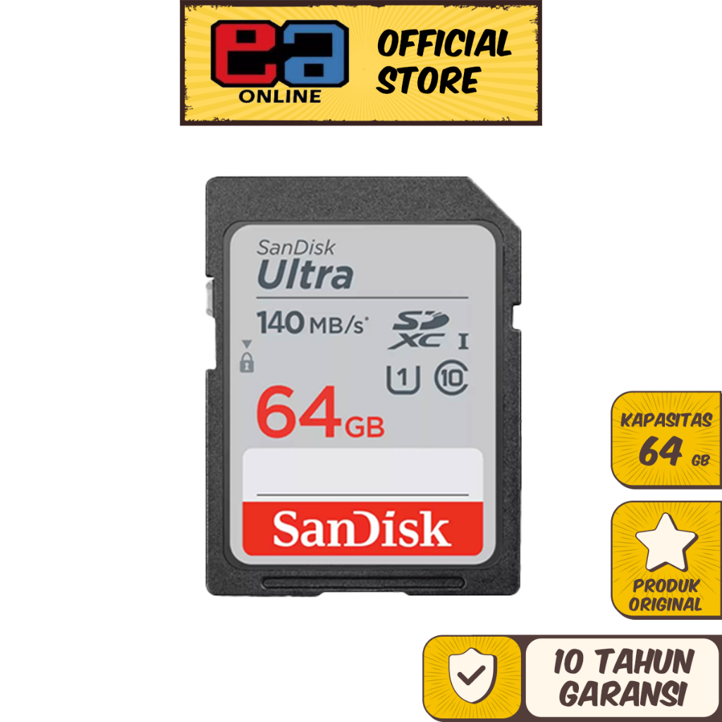Jual SanDisk Ultra SDXC 64GB UHS I Class 10 (Up to 140MB/s) | Shopee Indonesia