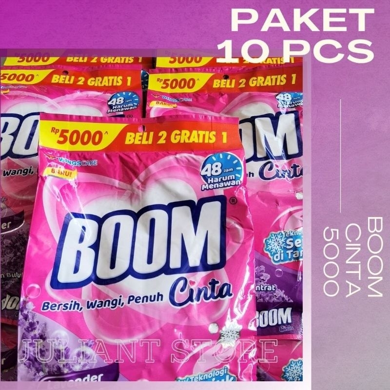 Jual Boom Cinta Deterjen Bubuk 5000an 225 gr (PAKET 10 PCS) | Shopee ...