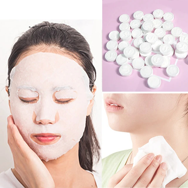 Jual Masker kompres bentuk tablet bulat Compressed Paper Mask Sheet ...