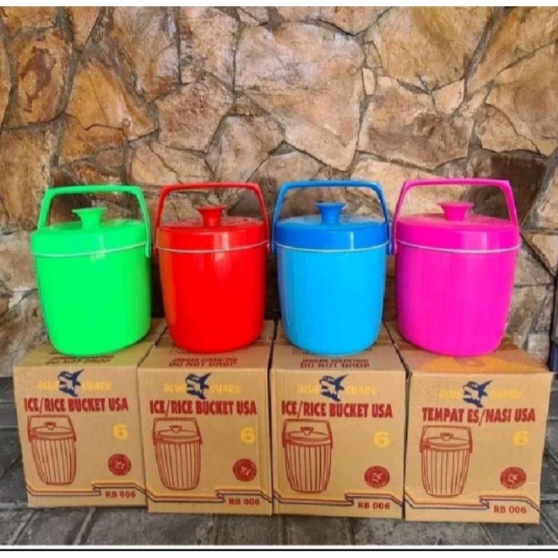 Jual termos es/termos nasi/termos blue shark uk 6 liter | Shopee Indonesia