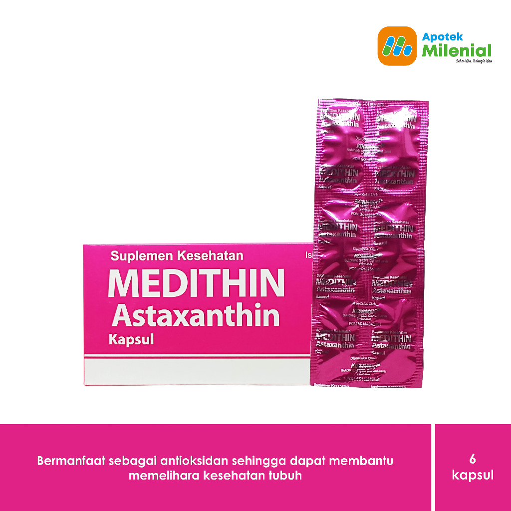 Jual Medithin Astaxanthin 4 Mg Harga Strip Isi 6 Kapsul / Anti Oksidan ...