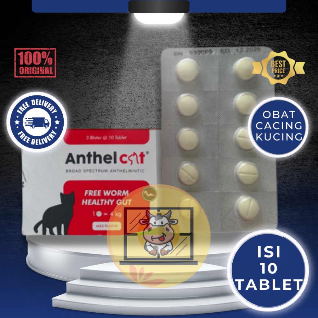 Jual ANTHEL CAT 10 Tablet (1 Strip) Obat Cacing Spektrum Luas Untuk ...