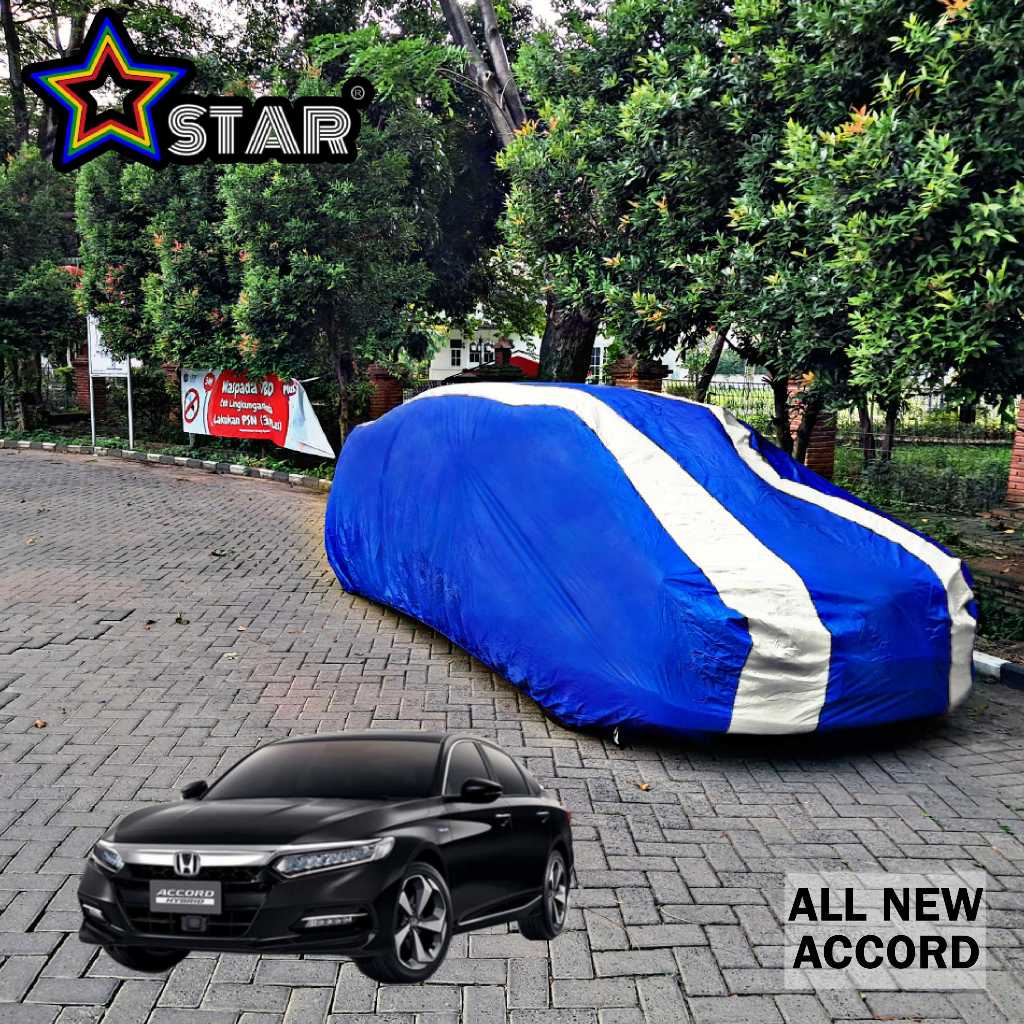 Jual Body Cover ALL NEW ACCORD Biru Strip 2 Silver Sarung Mobil Warna ...