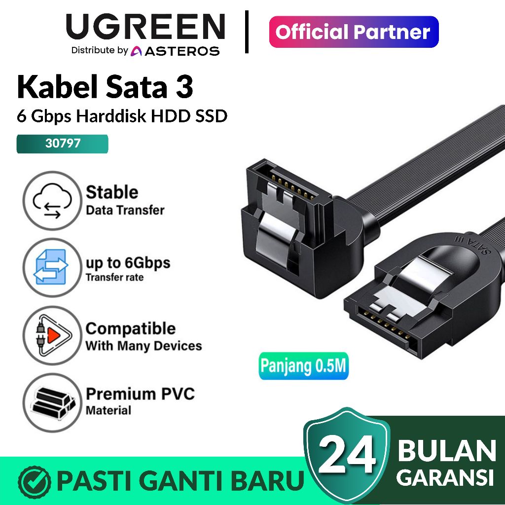 Jual UGREEN Kabel Data Sata 3.0 Harddisk HDD SSD 6 Gbps 30797 | Shopee ...